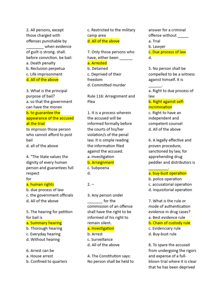 Crim pro reviewer | PDF | Bail | Arraignment