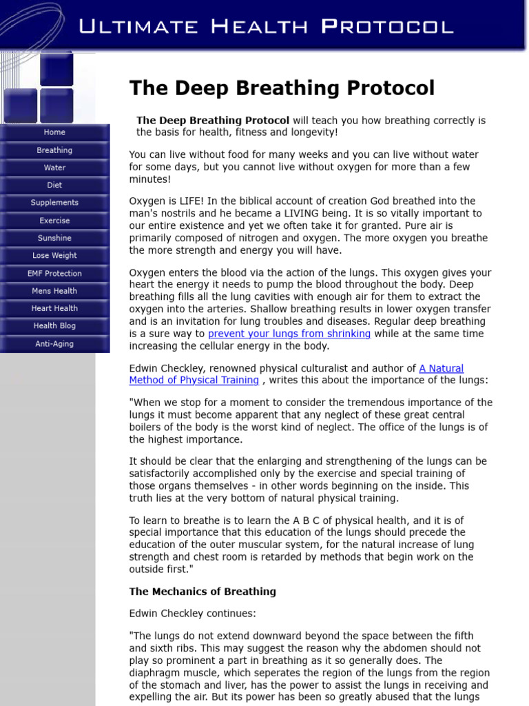 Breathing Protocol - Breathing Techniques and Exercises For Powerful Lungs! | PDF | Breathing ...