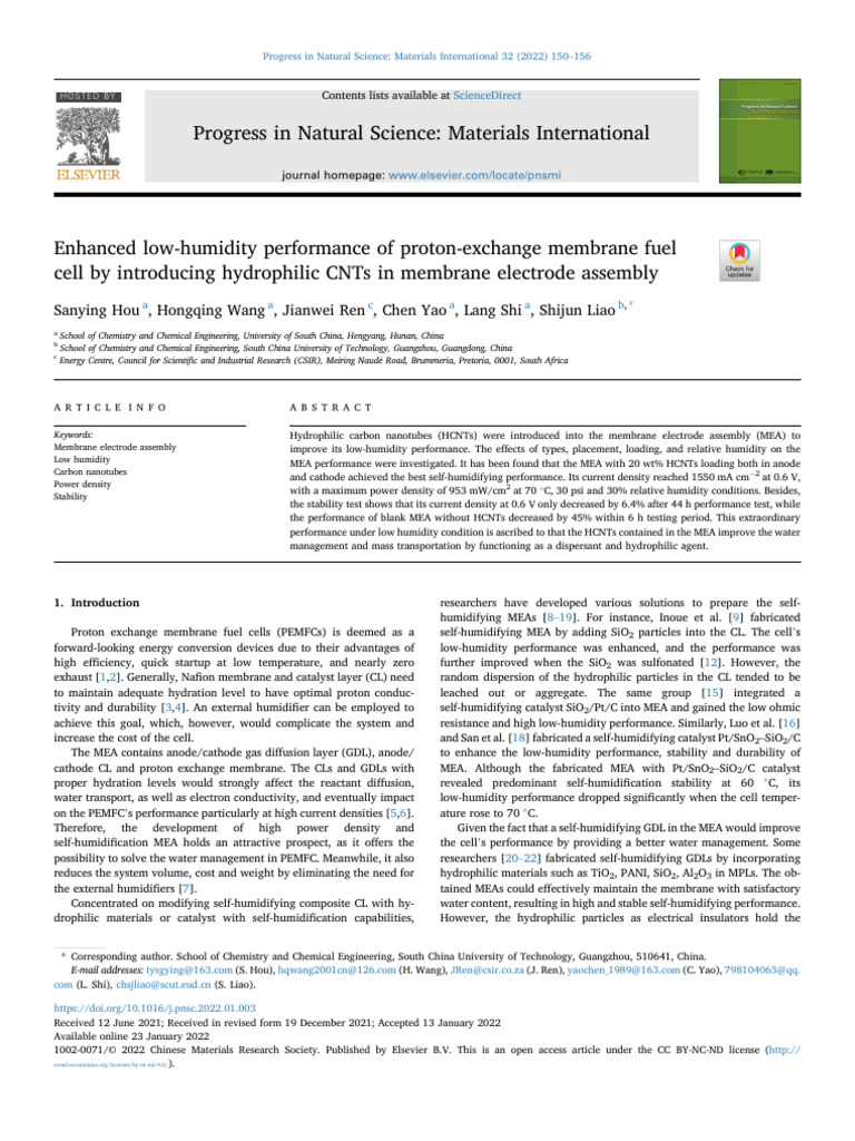 Enhanced Low-Humidity Perf by Introducing HCNTs - Hou - 2022 | PDF | Applied And ...