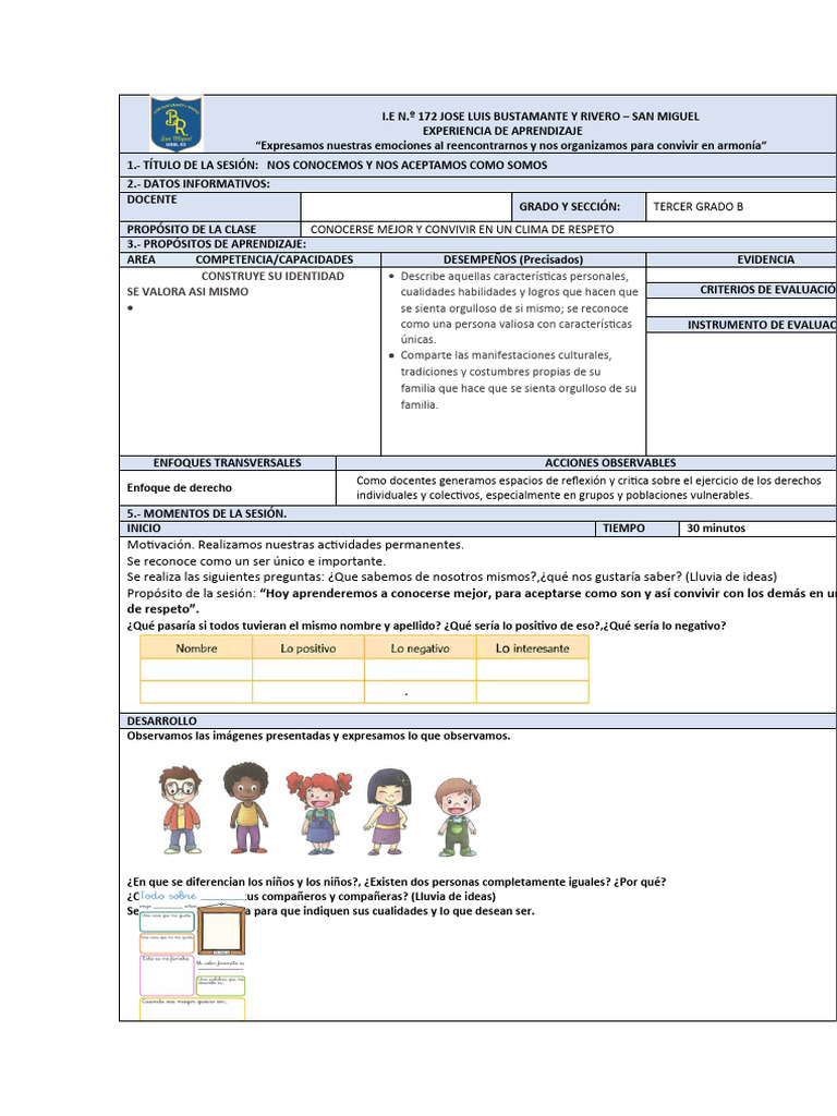 Nos Conocemos y Nos Aceptamos Como Somos | PDF | Aprendizaje ...