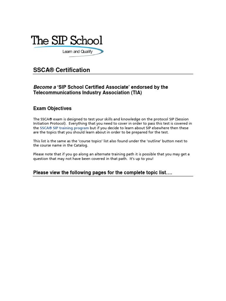 Dokumen - Tips - Ssca Certification Test The Sip School Sip Subject ...