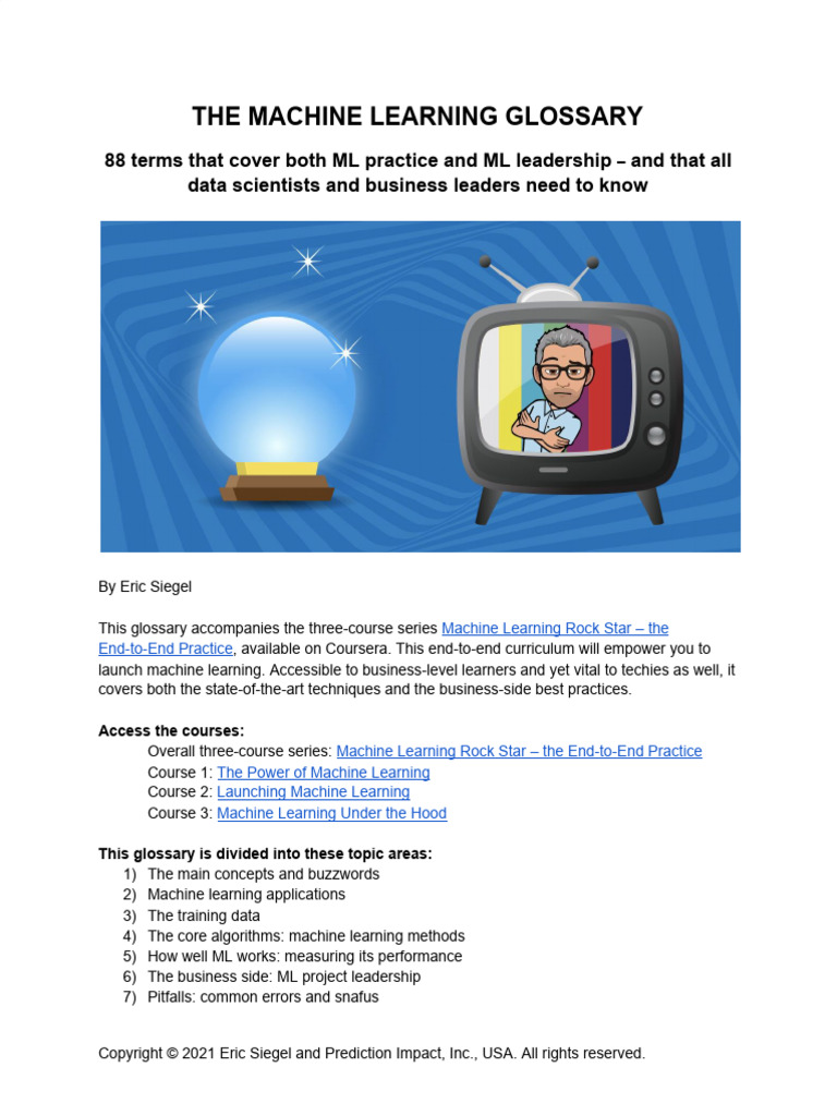 The Machine Learning Glossary | PDF | Receiver Operating Characteristic ...
