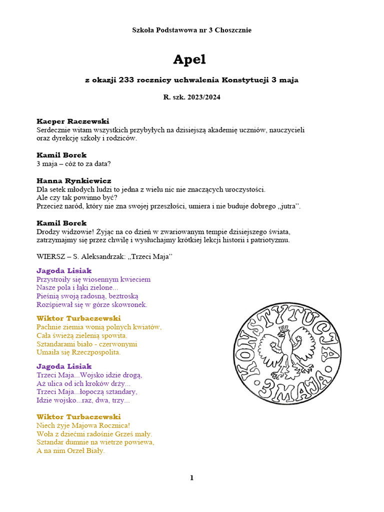 7b Scenariusz Wersja v Konstytucja 3 Maja 2024 | PDF