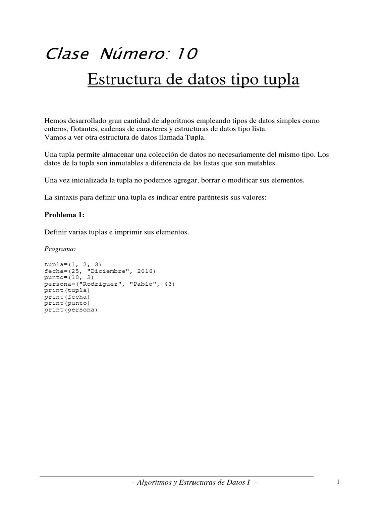 Introducción a Tuplas en Python | PDF | Python (lenguaje de programación) | Algoritmos