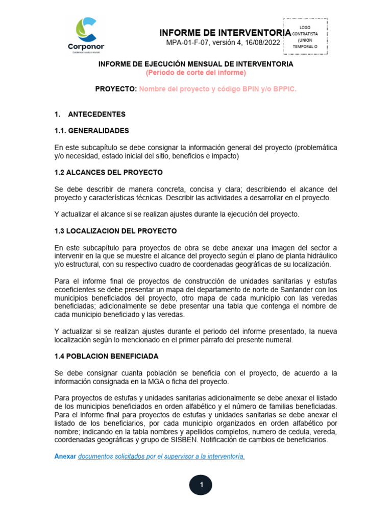 Informe Mensual de Interventoría | PDF | Bienestar | Pensión