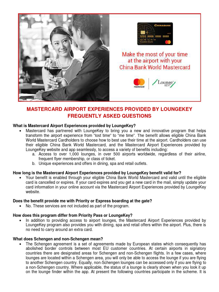 Mastercard Lounge Access for China Bank | PDF | Master Card | Airport ...