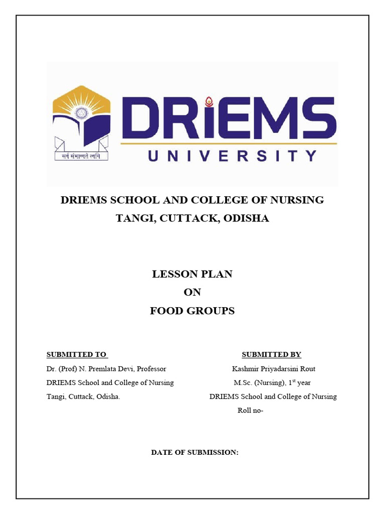 Lesson Plan On Food Groups | PDF | Foods | Nutrition