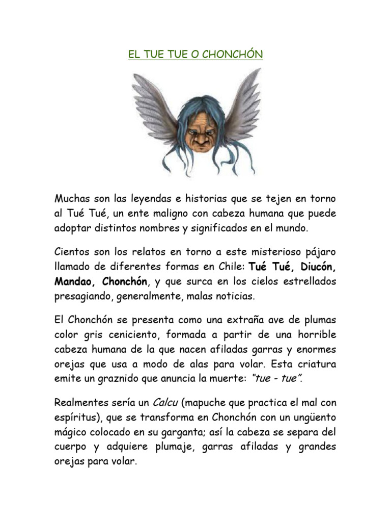 El Tue Tue o Chonchón | PDF | Criaturas legendarias
