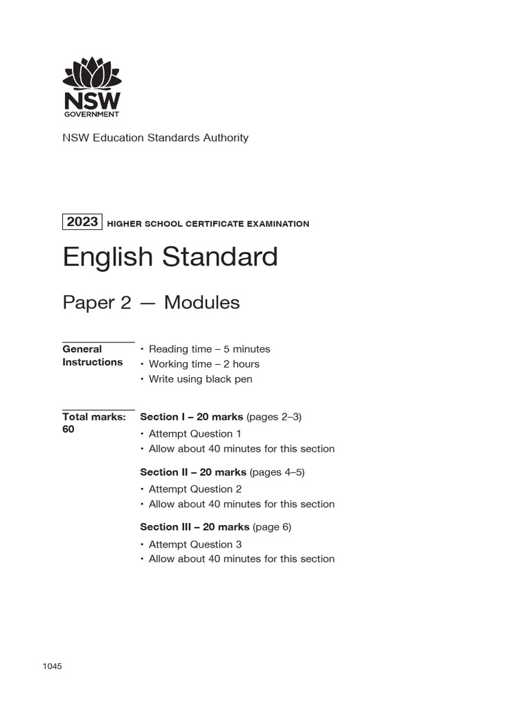 English Standard - HSC Exam Paper 2 (2023) | PDF