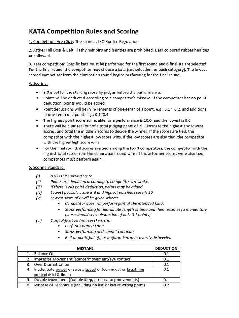 KATA Competition Guide | PDF | Japanese Martial Arts | East Asian ...