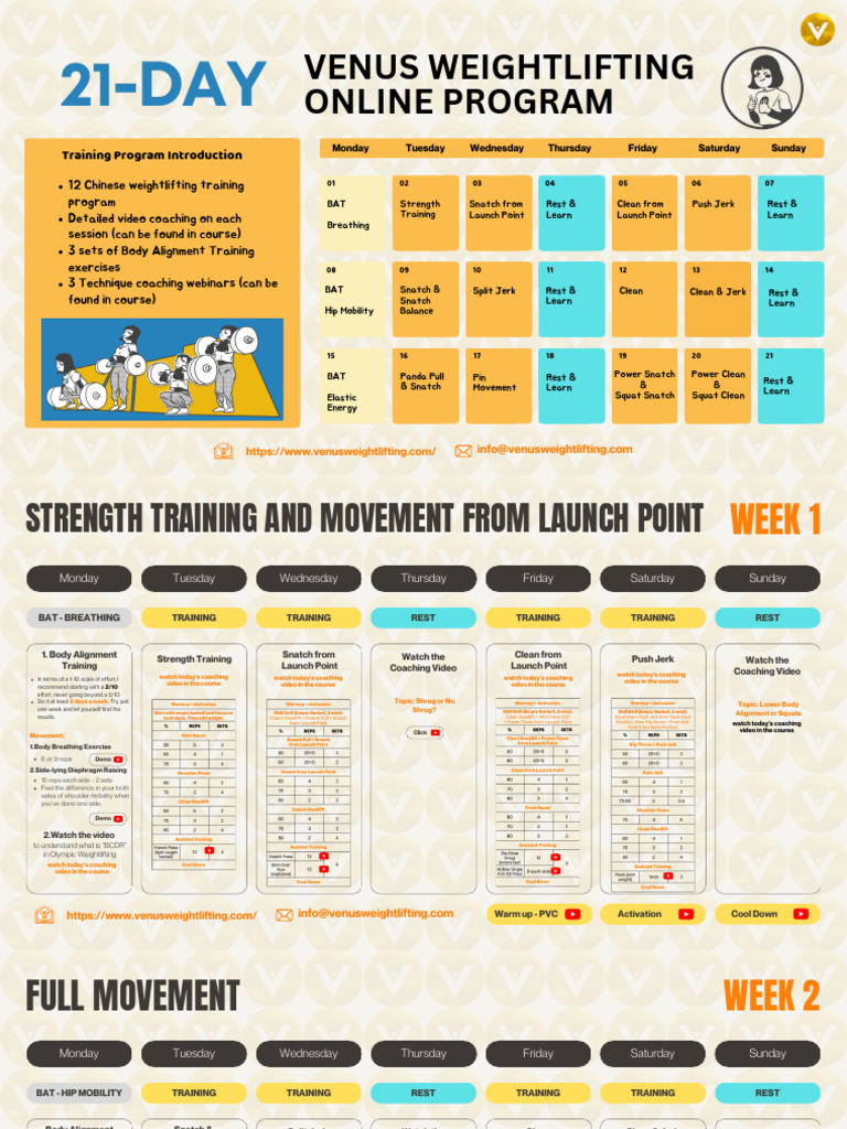 21-Day Chinese Weightlifting Program | PDF | Strength Training ...