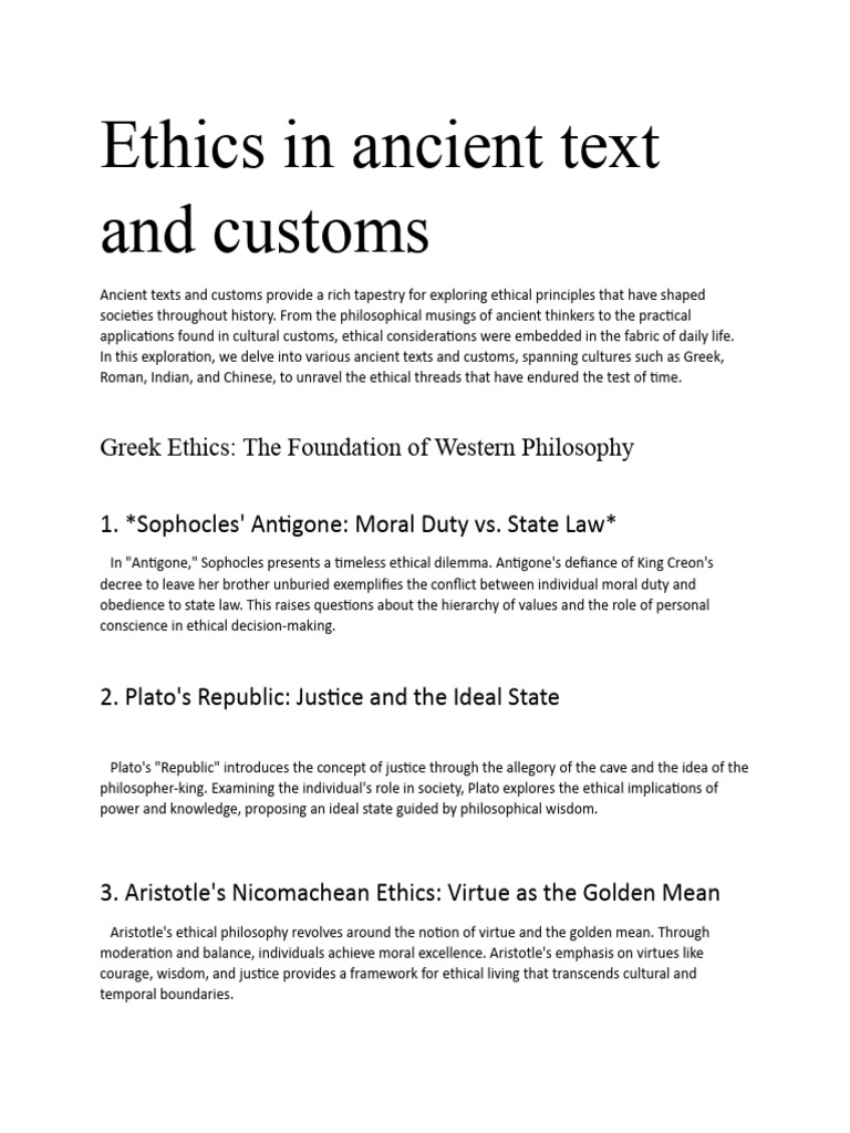 Ancient Ethics: Texts and Customs Insights | PDF | Virtue | Confucianism
