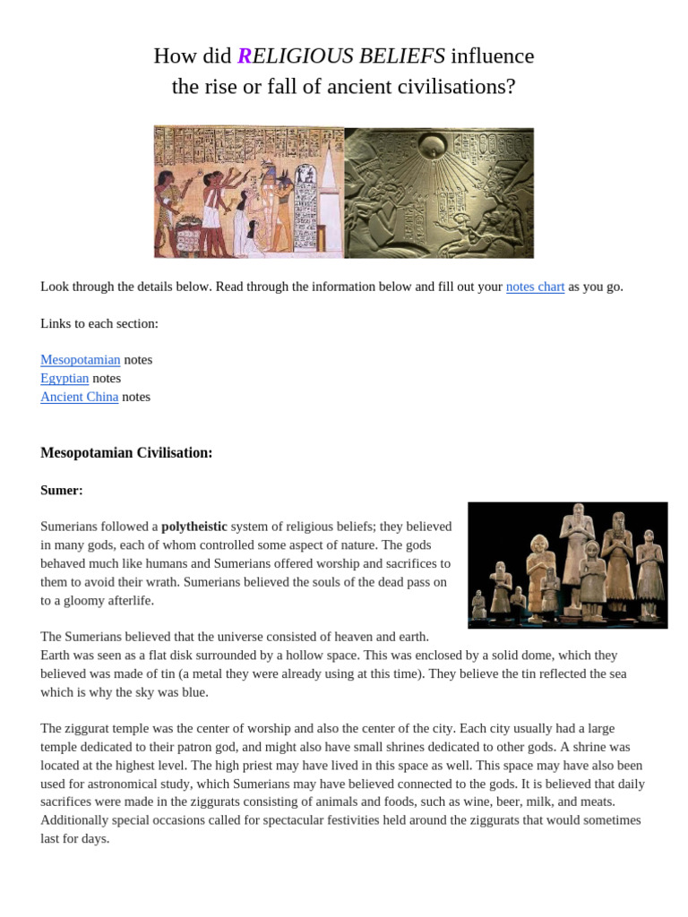 How Did RELIGION Influence The Rise or Fall of Ancient Civilisations - Ece Sanli | PDF | Ancient ...