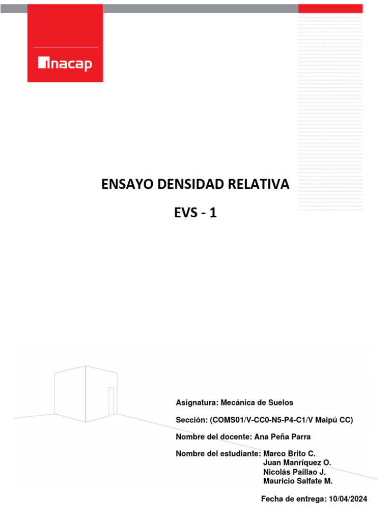 EVS-1 Ensayo Densidad Relativa | PDF | Fundación (Ingeniería) | Densidad