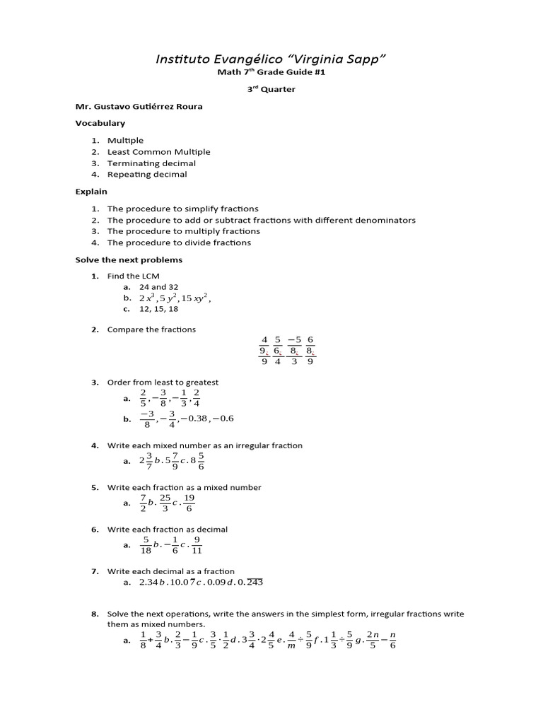 Guia de Math | PDF | Numbers | Mathematical Concepts