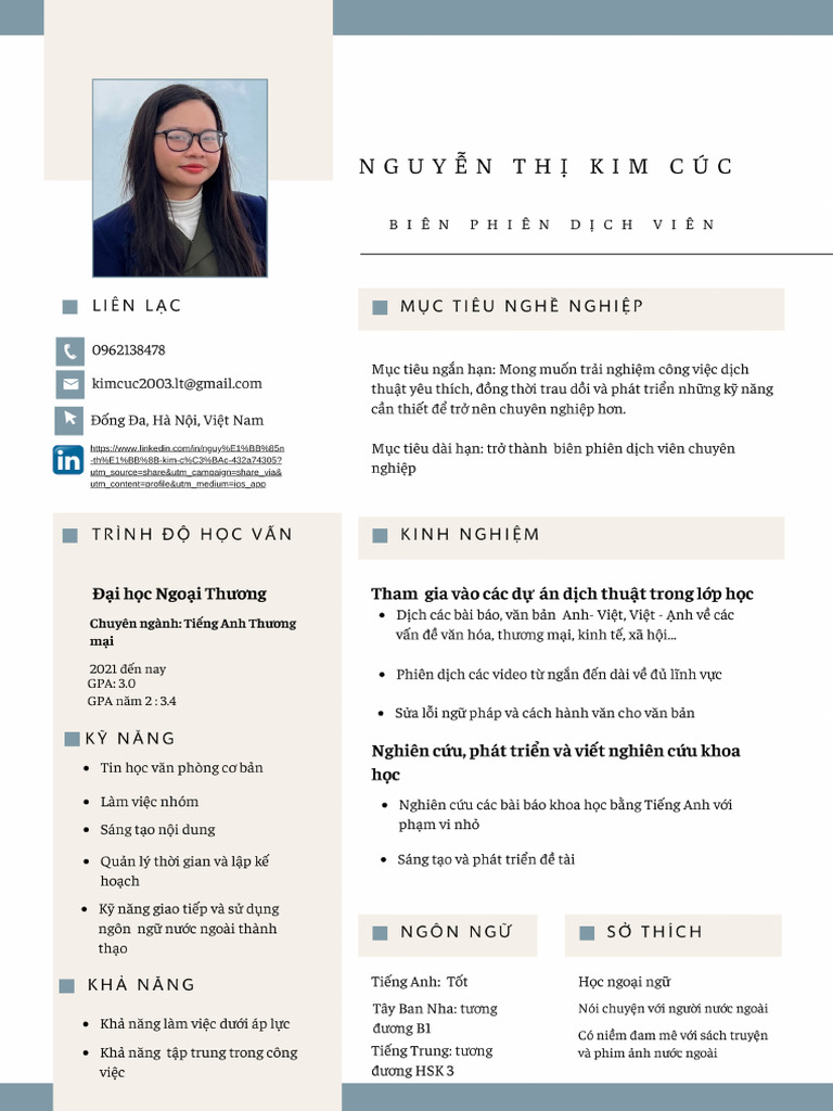 CV- Nguyễn Thị Kim Cúc PDF | PDF
