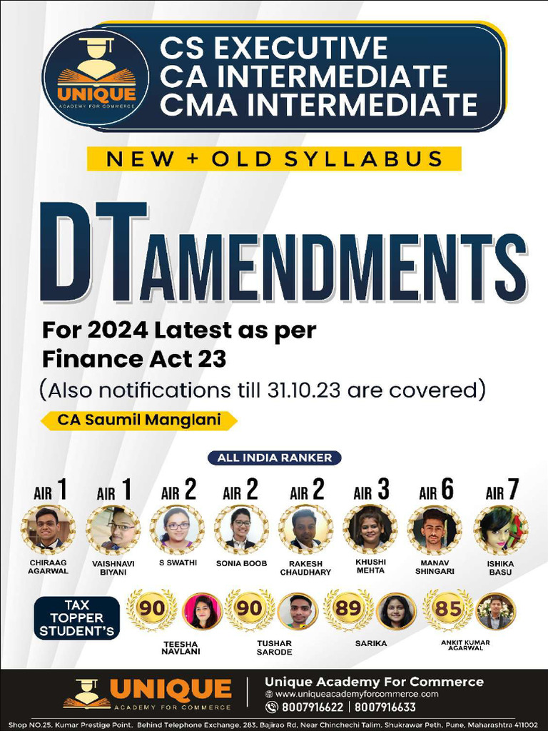 DT Amendments 2024 - CA Saumil Manglani - CS-CMA-CA | PDF | Expense | Salary