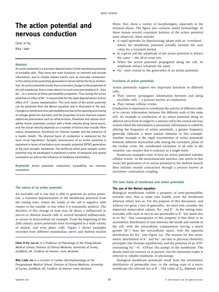 Article 1 | PDF | Action Potential | Excitatory Postsynaptic Potential