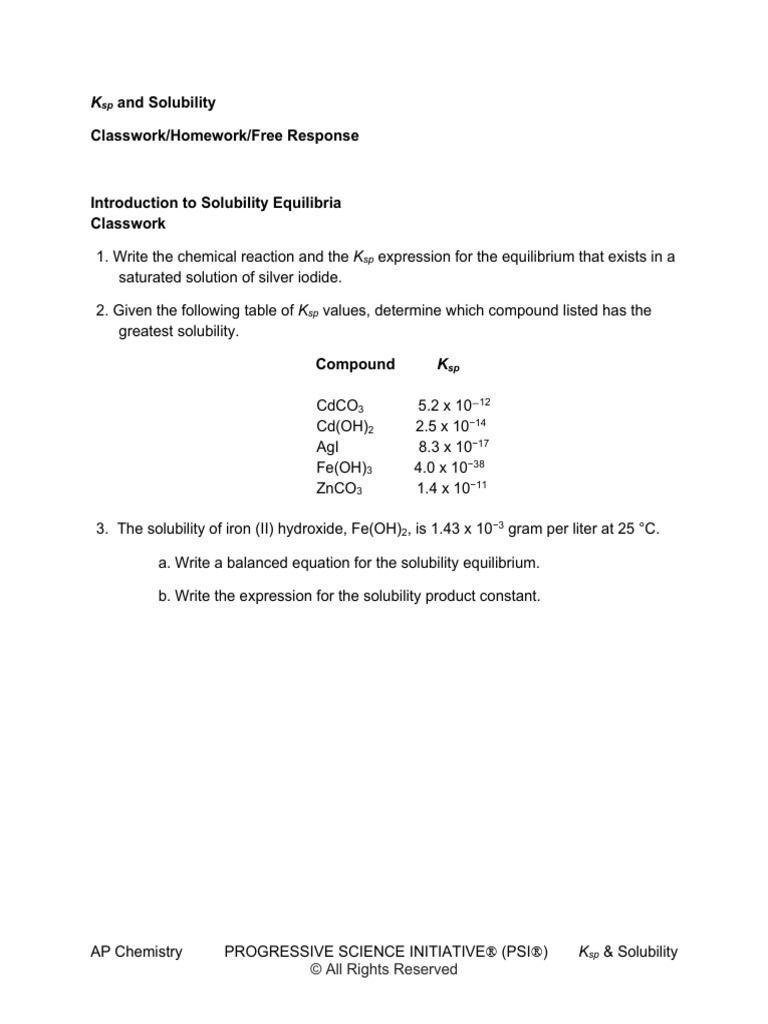 Solubility Practice 1 | Download Free PDF | Solubility | Chemical ...