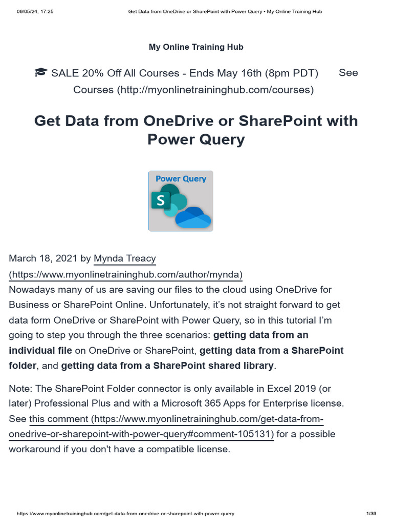 Get Data From Onedrive Or Sharepoint With Power Query Download Free Pdf Share Point