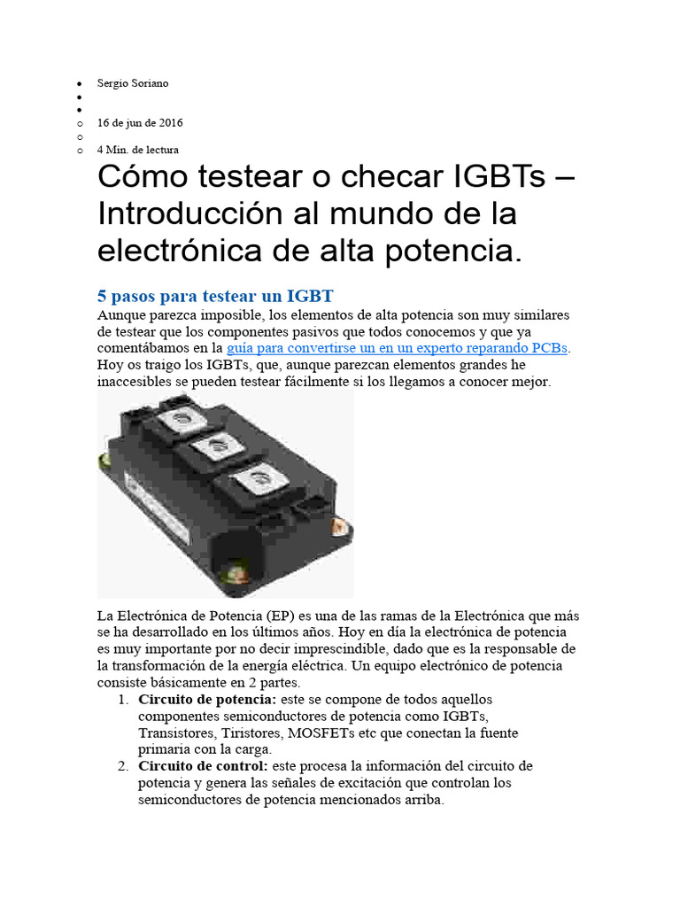 Cómo testear o checar IGBTs – Introducción al mundo de la electrónica ...