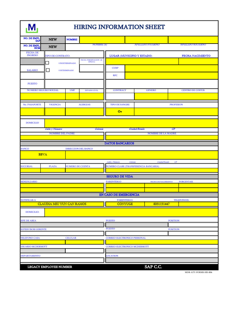 His - 2024 Updated Rev. Jul. Mdr-Aty-Forms-hr-006 | PDF | Finanzas ...