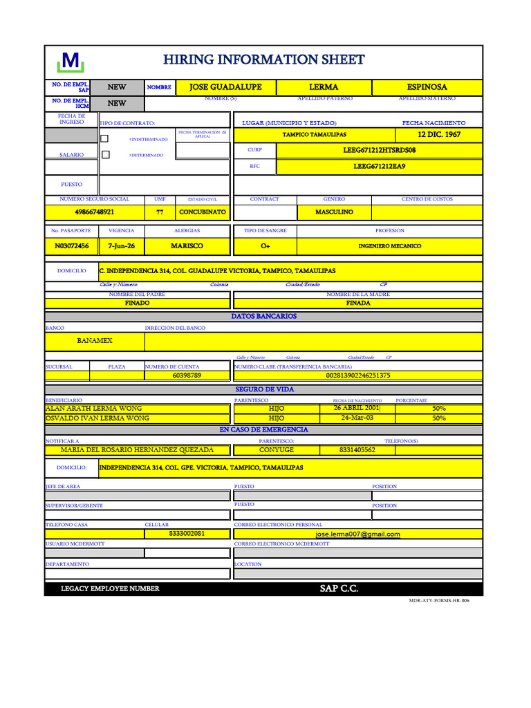 His - 2024 Updated Rev. Jul. Mdr-Aty-Forms-hr-006 | PDF | Finanzas ...
