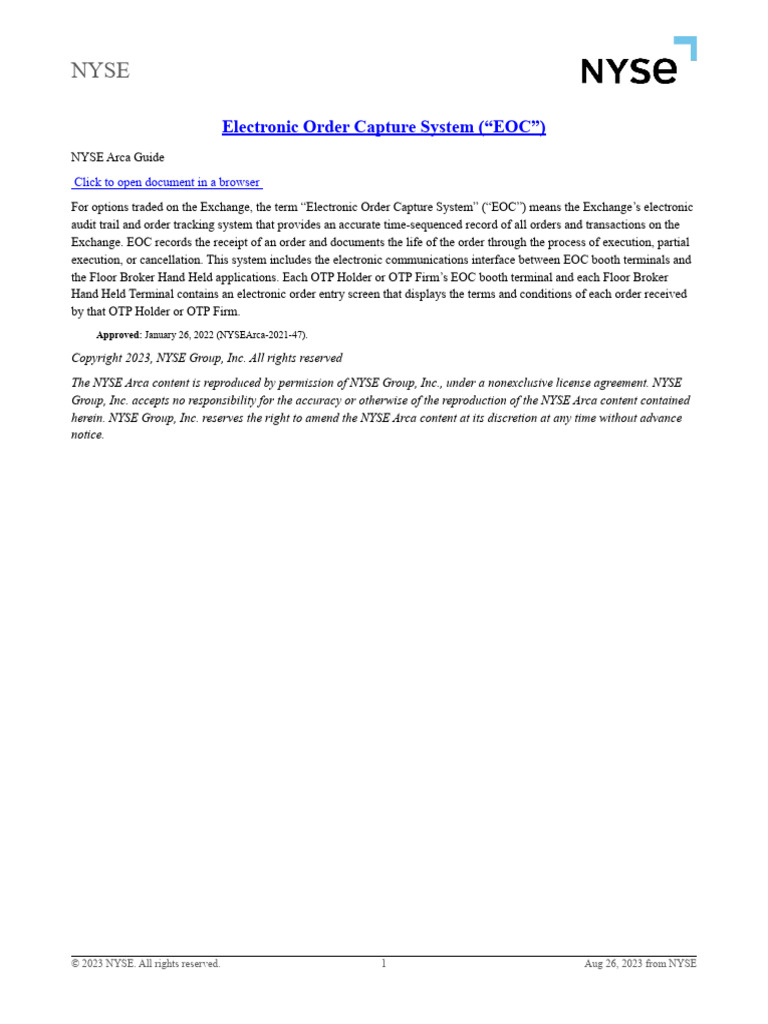 Electronic Order Capture System ("EOC") | PDF