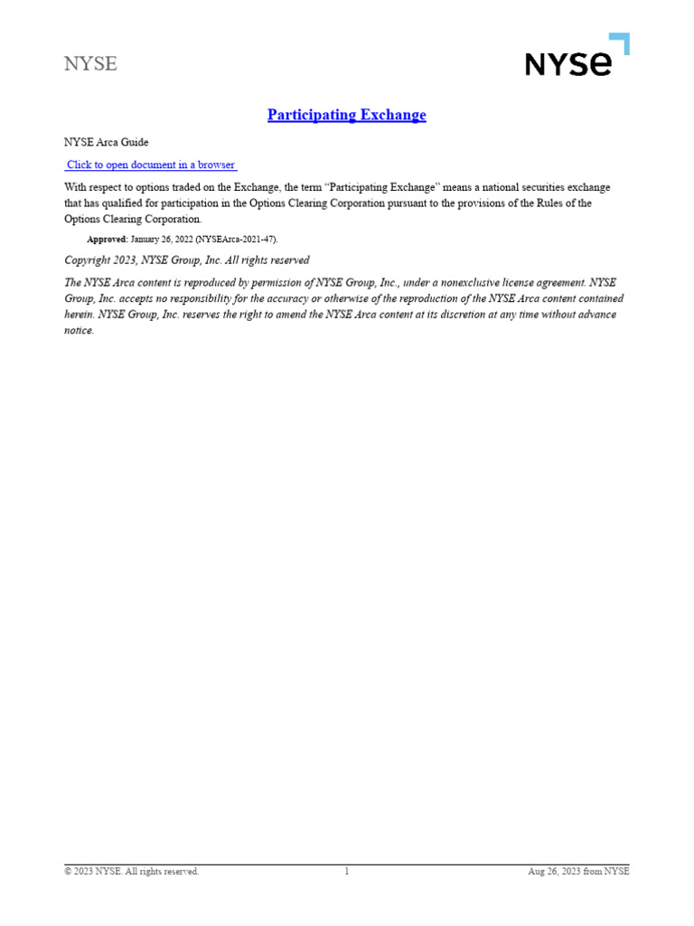 NYSE Arca Options Exchange Guide | PDF | Computers