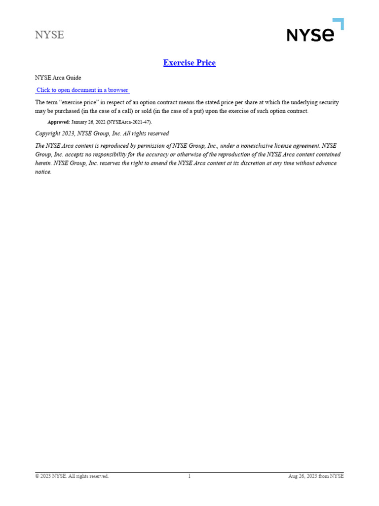 Exercise Price | PDF