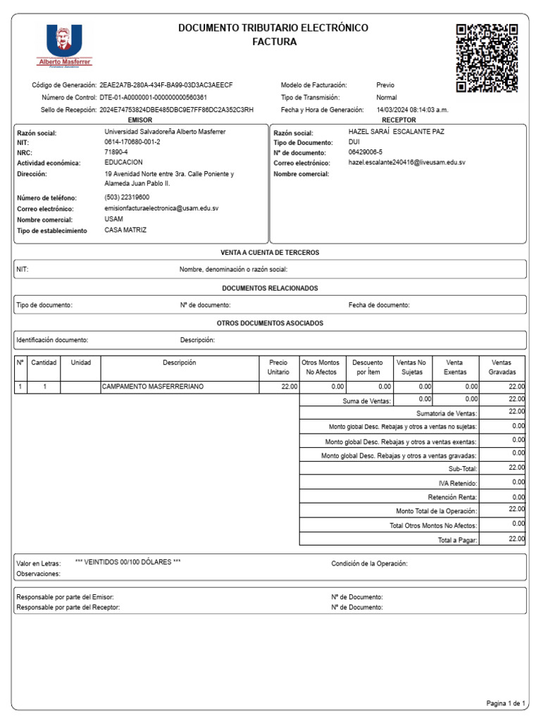 Documento Tributario Electrónico Factura | PDF