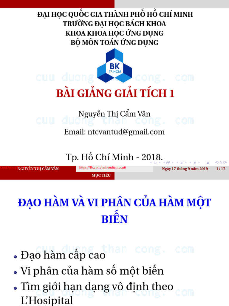 Giai-Tich-1 - Nguyen-Thi-Cam-Van - Lesson - W5-Dao-Ham-Va-Vi-Phan-Cua-Ham-Mot-Bien ...