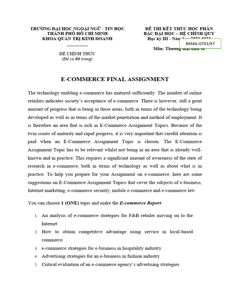 E Commerce hk3 de Thi 2022 2023 | PDF | E Commerce | Market Segmentation