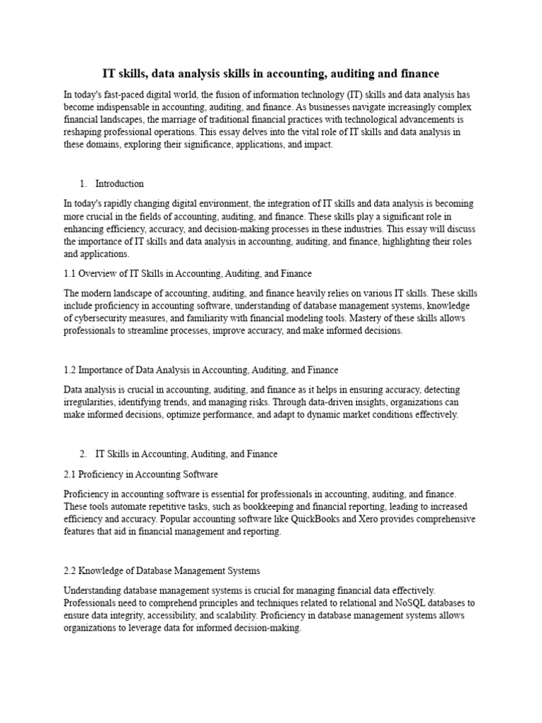 IT Skills, Data Analysis Skills in Accounting, Auditing and Finance ...