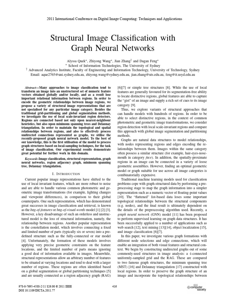 2011-Structural Image Classification With Graph Neural Networks | Download Free PDF | Image ...