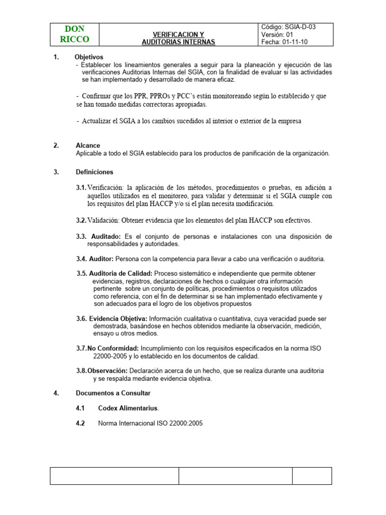 Procedimiento de Verificación-Auditorias SGIA | PDF | Auditoría | Análisis de Riesgo y Puntos ...