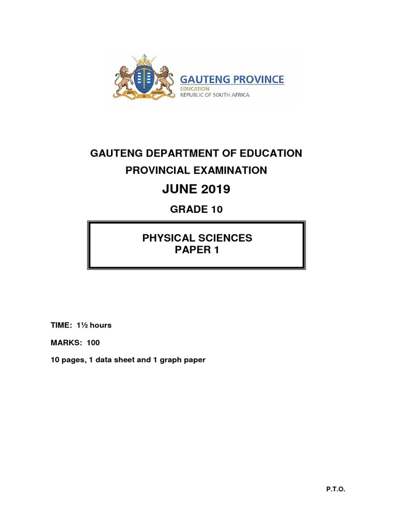 Grade 10 Physical Science Paper 1 | PDF | Waves | Sound
