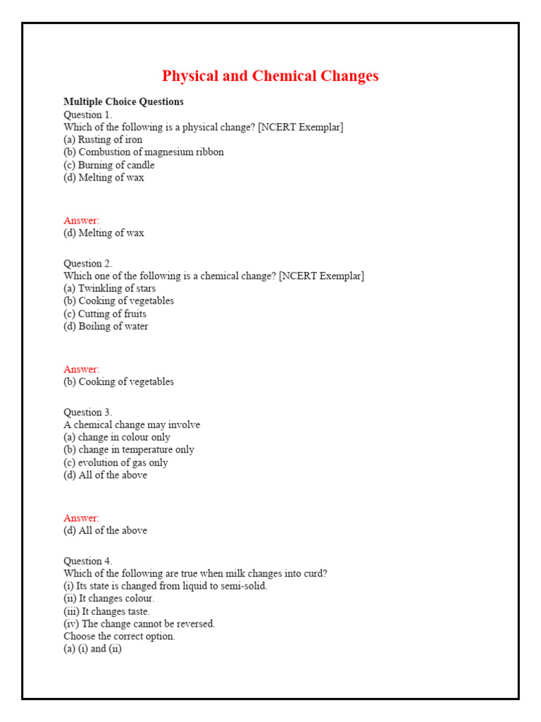 Physical and Chemical Changes | PDF | Magnesium | Oxide