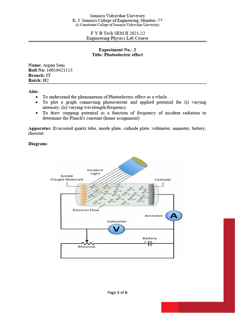 Exp 2 Photoelectric | Download Free PDF | Photoelectric Effect | Wavelength
