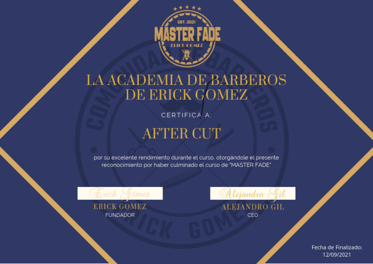 Certificado Curso Master Fade | PDF