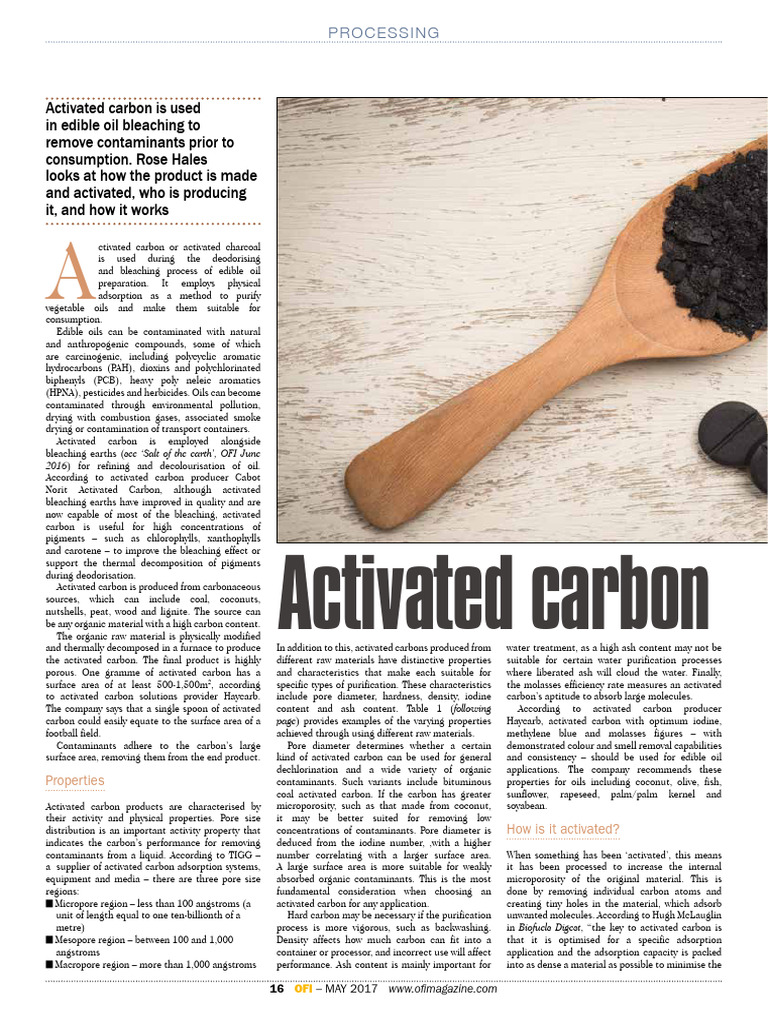 Activated Carbon | PDF | Adsorption | Carbon