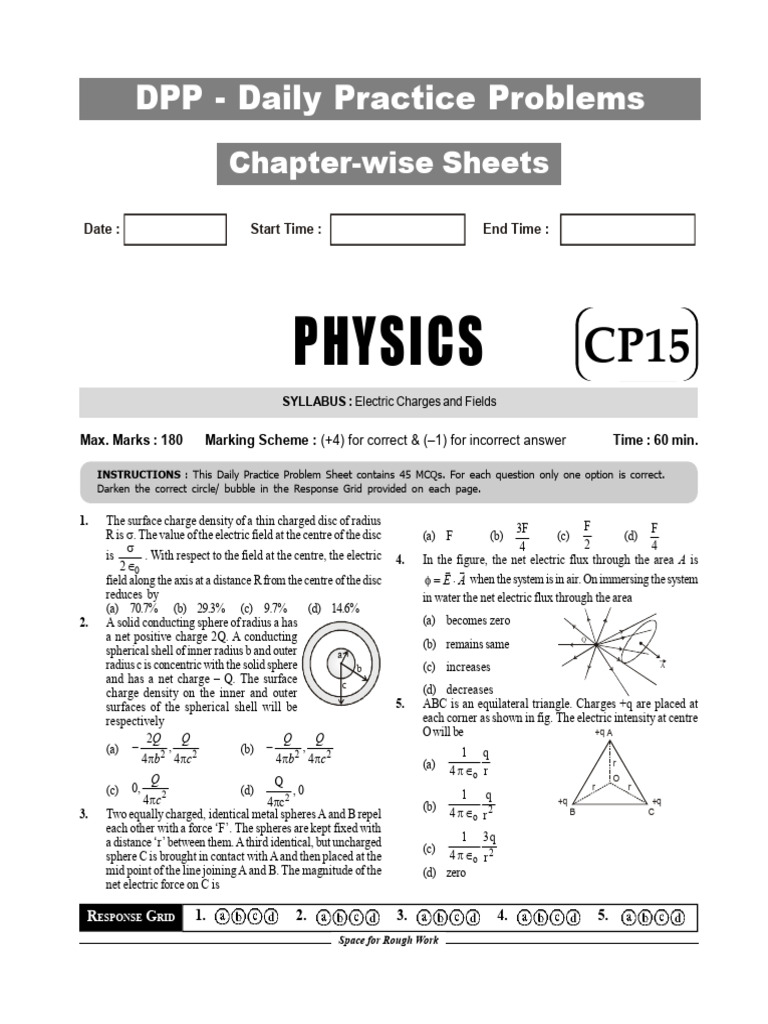 Electric Charges and Fields MCQs | PDF | Sphere | Atomic Nucleus