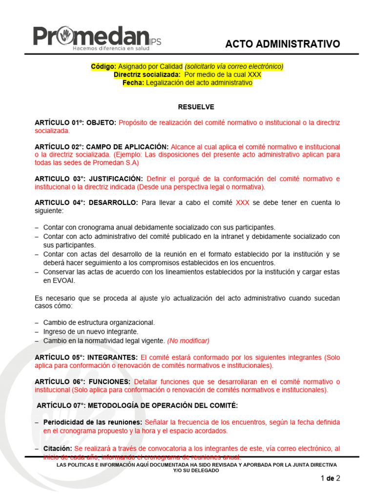 04 Plantilla Acto Administrativo | PDF