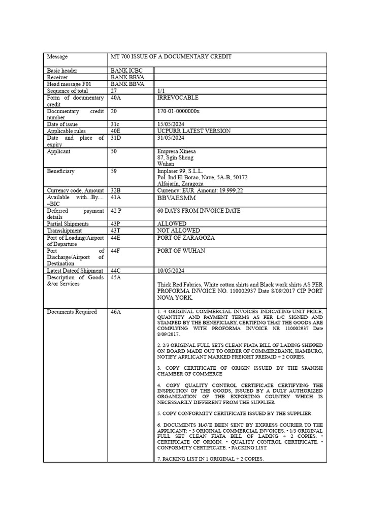 SWIFT | PDF | Invoice | Cargo