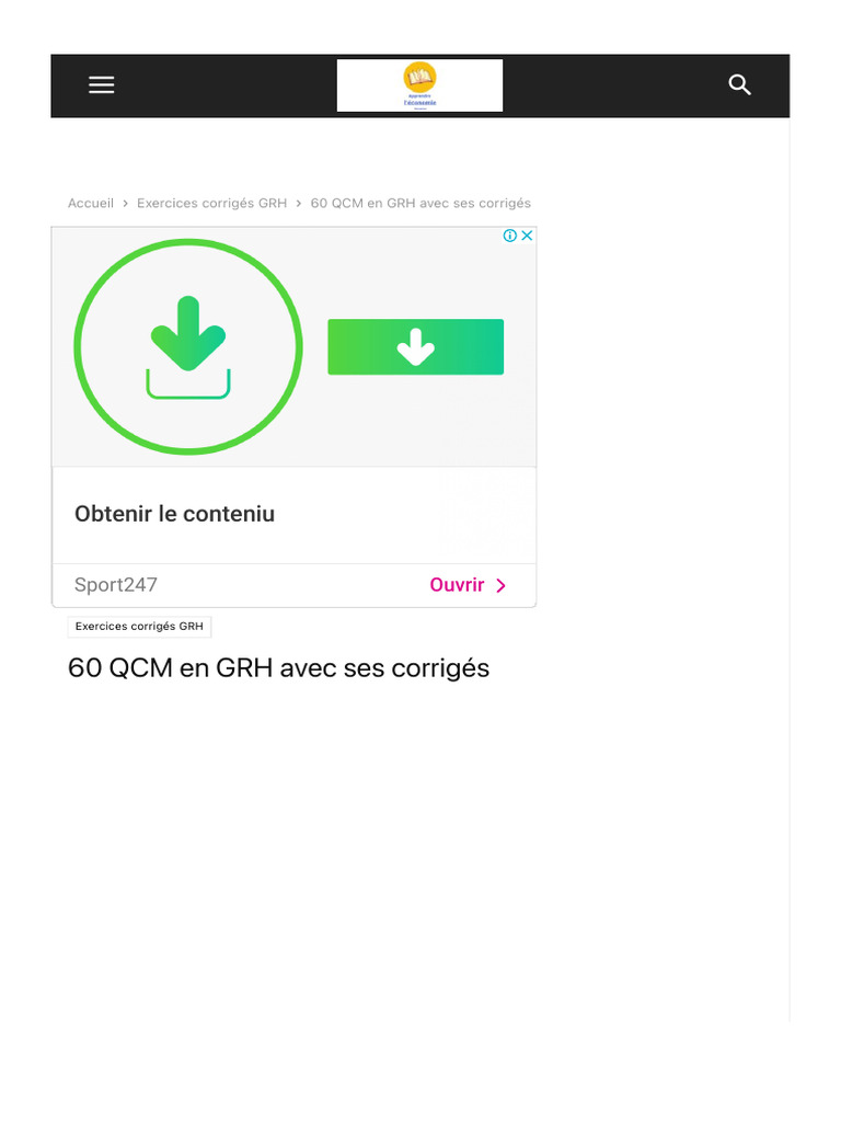 60 QCM en GRH Avec Ses Corrigés | PDF | Recrutement | Gestion des ressources humaines