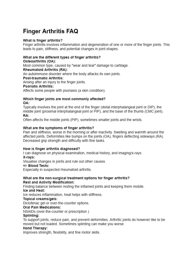 FAQ for Finger Arthritis | PDF | Osteoarthritis | Arthritis
