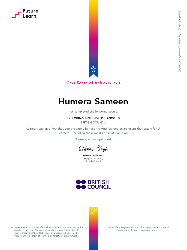 Certificate in Inclusive Pedagogies | PDF | Learning | Pedagogy