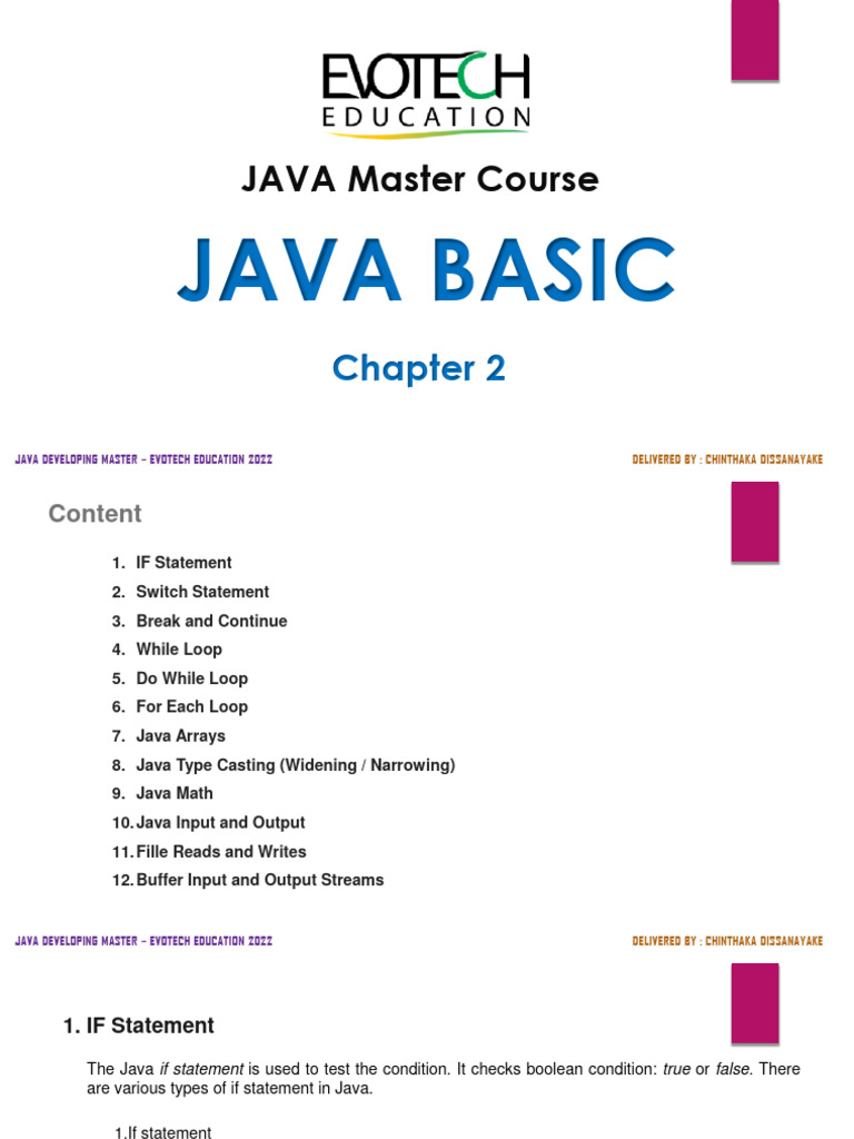 Java Basics 2 - Chapter Two | PDF | Control Flow | Computer Data