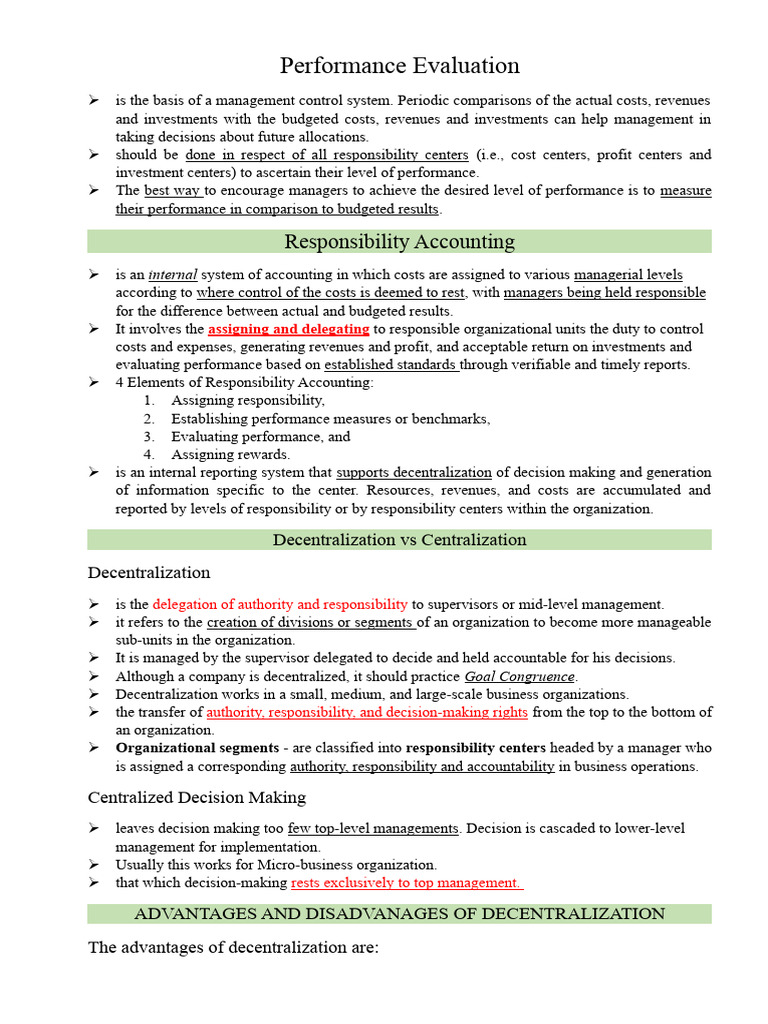 Performance Evaluation | PDF | Return On Investment | Cost Of Capital