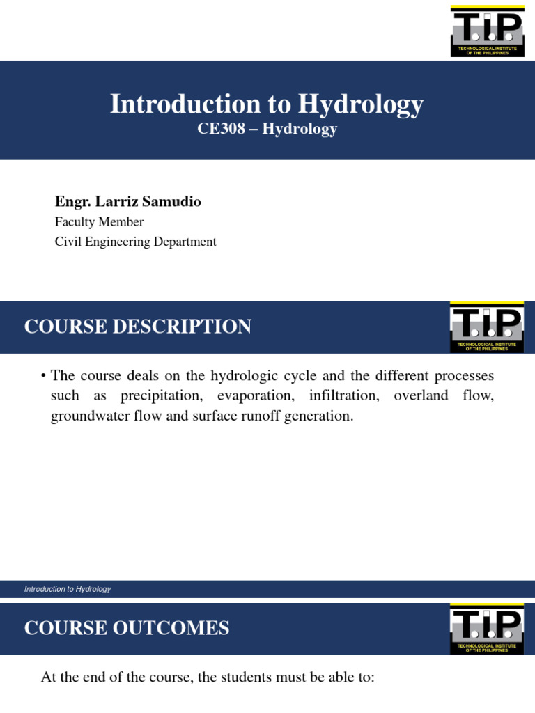 Lecture 1 Introduction To Hydrology | Download Free PDF | Hydrology | Water Cycle